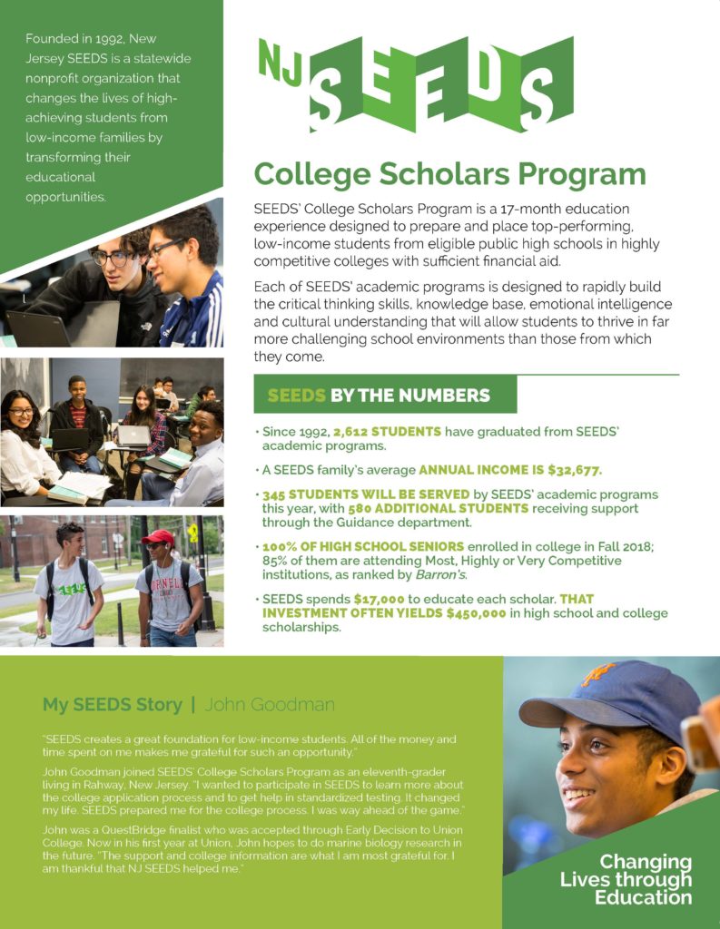 College Scholars Fact Sheet 1 - SEEDS – Access Changes Everything