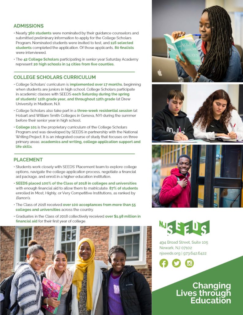 College Scholars Fact Sheet 2 - SEEDS – Access Changes Everything